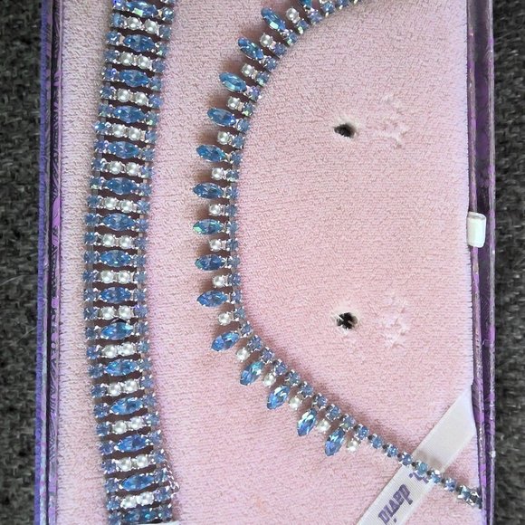 b. david | Jewelry | Vintage B David Blue Stones And Pearl Necklace And ...